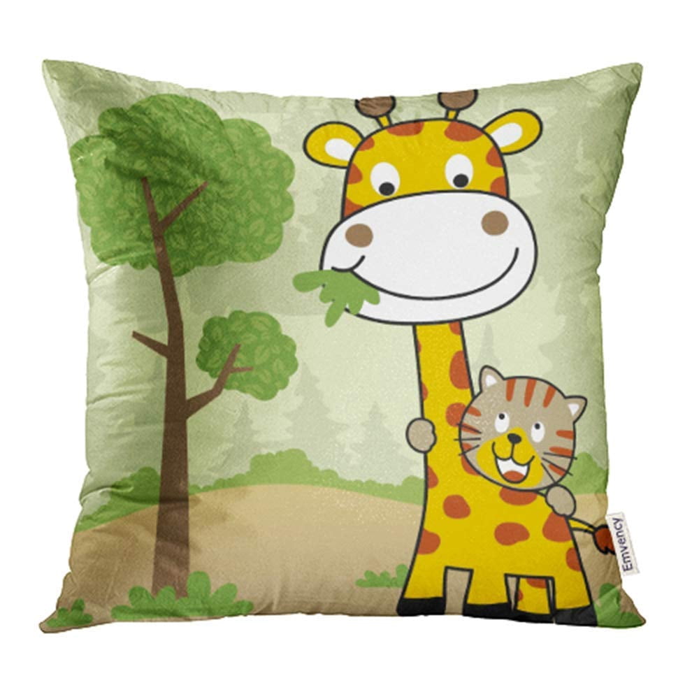 USART Animal Life in The Jungle with Giraffe and Tiger Cartoon Cute ...