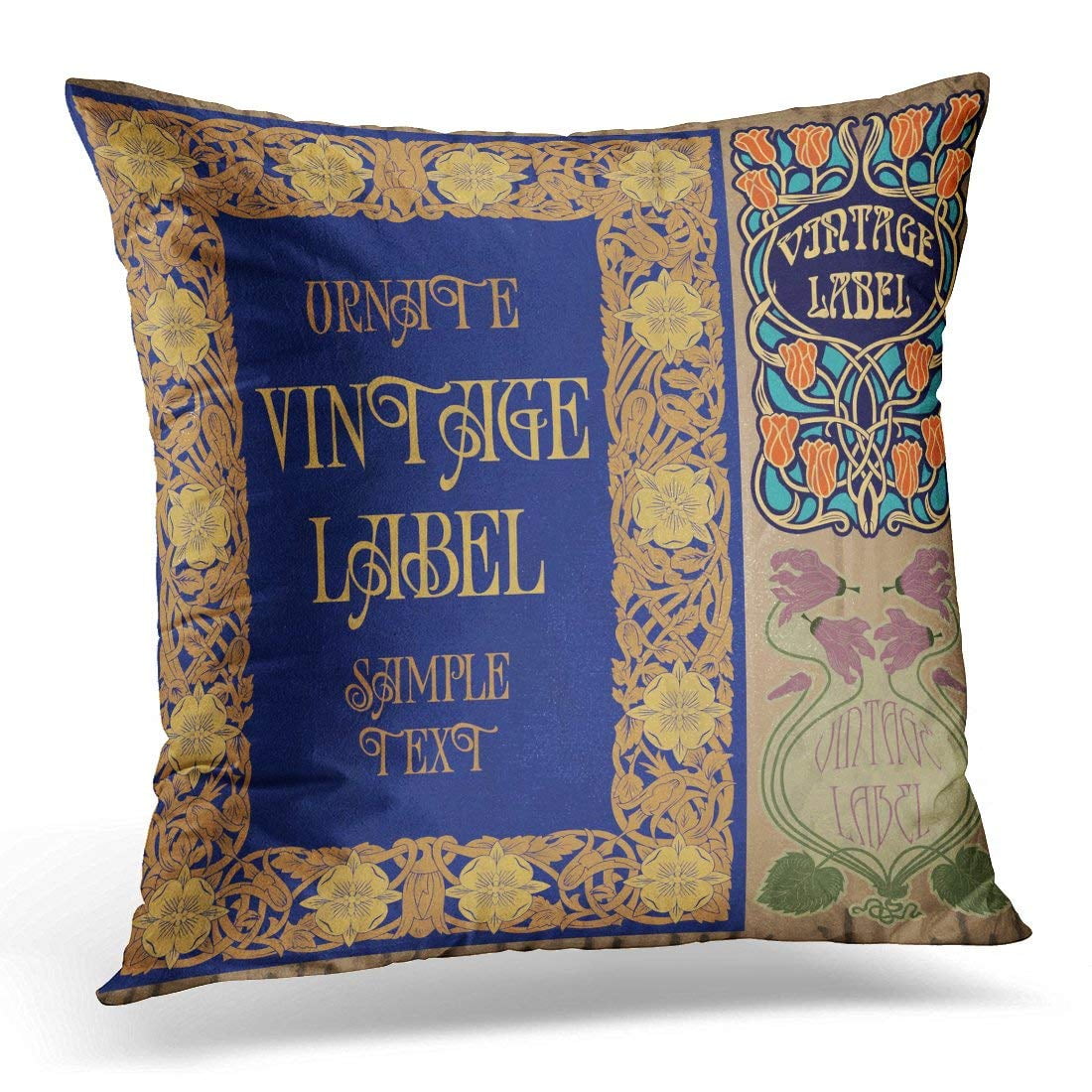 USART Antique Vintage Items Label Nouveau Badge Pillow Case Pillow ...