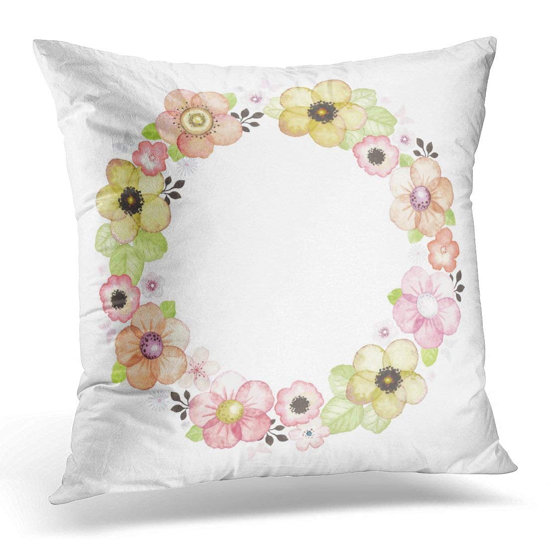 USART Beige Tender Summer Wreath of Flowers Leaves and Silhouette ...