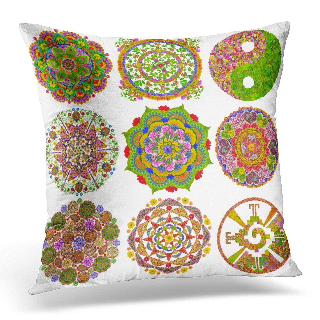 USART Black Abstract Circle Mandalas Made from Flowers and Leaves Full ...