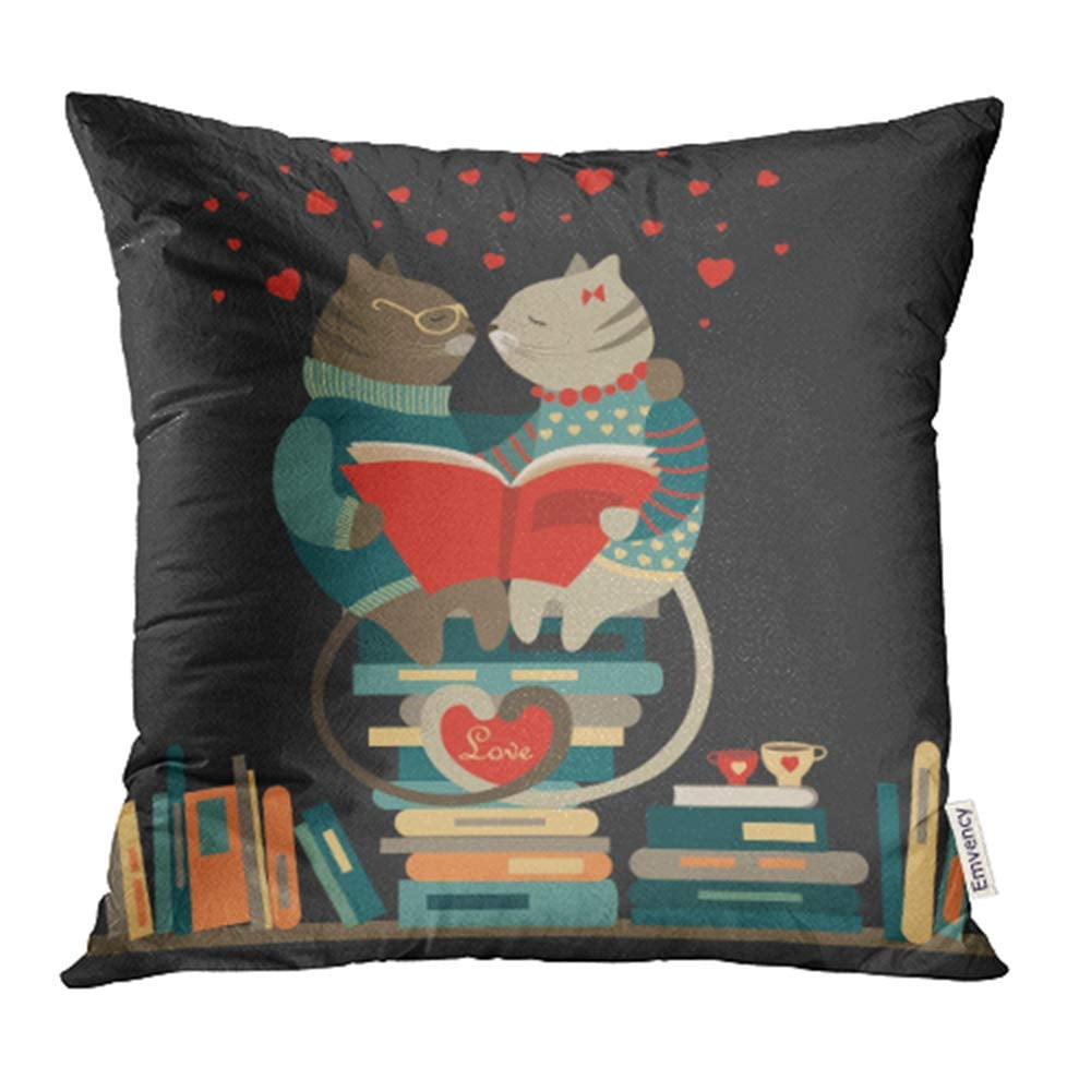 USART Black Couple Cute Cats in Love Reading Book Pet Romantic Together ...