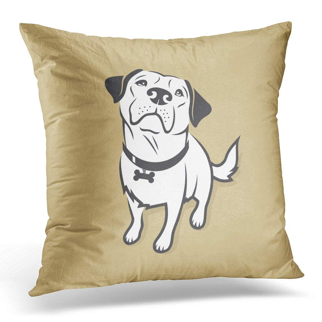 USART Black Dog Labrador Retriever White Lab Pillow Case Pillow Cover ...