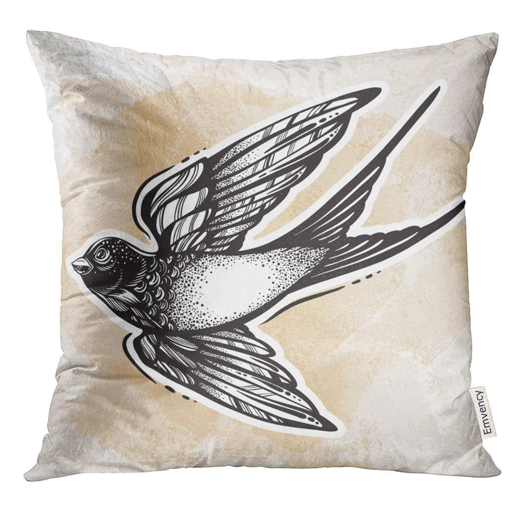 USART Blackwork Tattoo Flash Beautifully Detailed Flying Swallow Bird ...