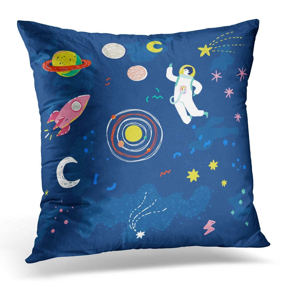 USART Blue 80S Trendy Retro 90S Style with Cartoon Stars Planets Moon ...