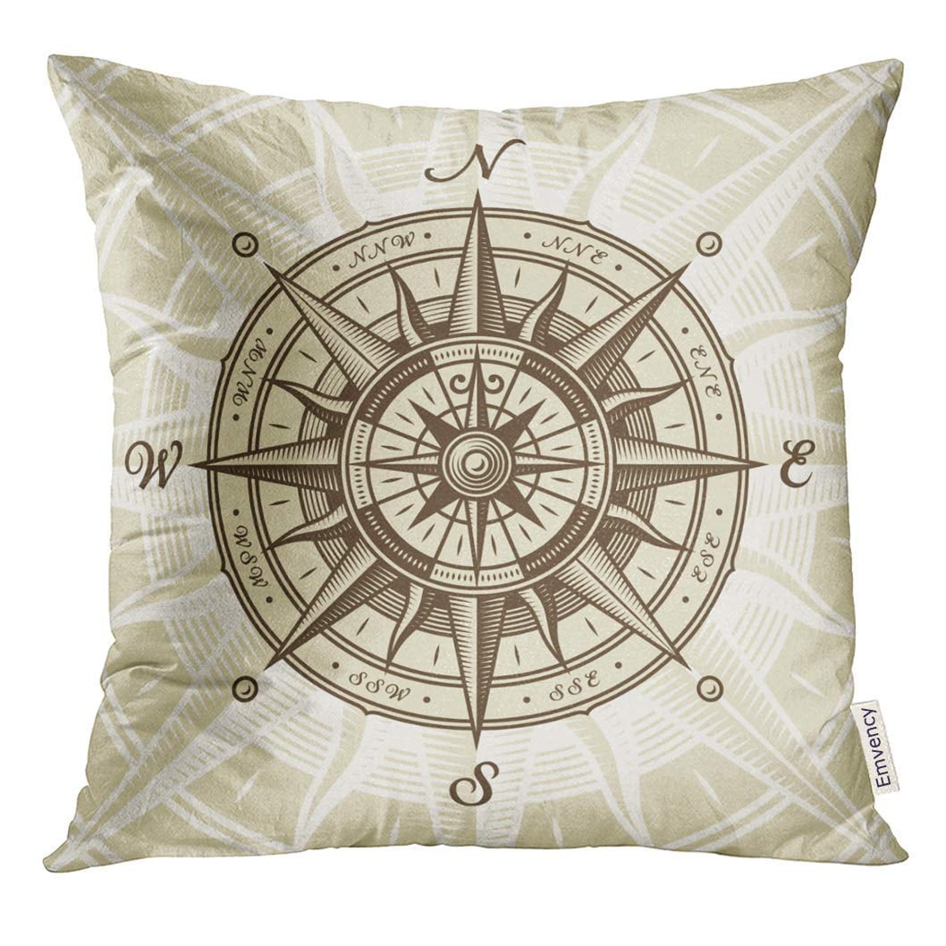USART Brown Antique Vintage Nautical Compass Rose in Retro Woodcut ...