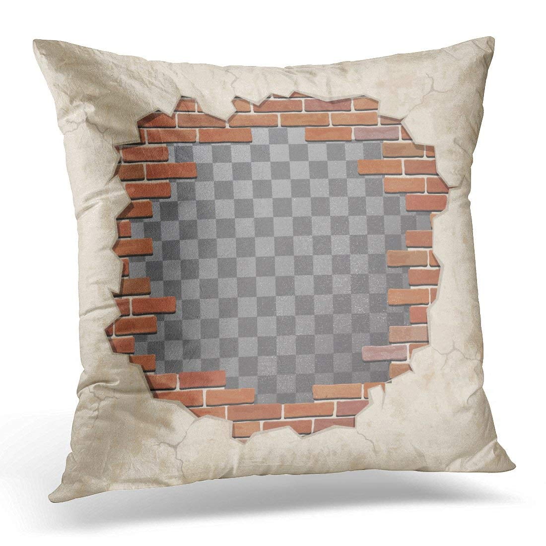 USART Building Red Broken Brick Wall with Hole Shabby Plaster and ...