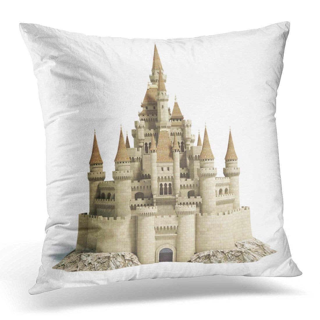USART Cartoon Old Fairytale Castle on The Hill White 3D Tale Pillow ...