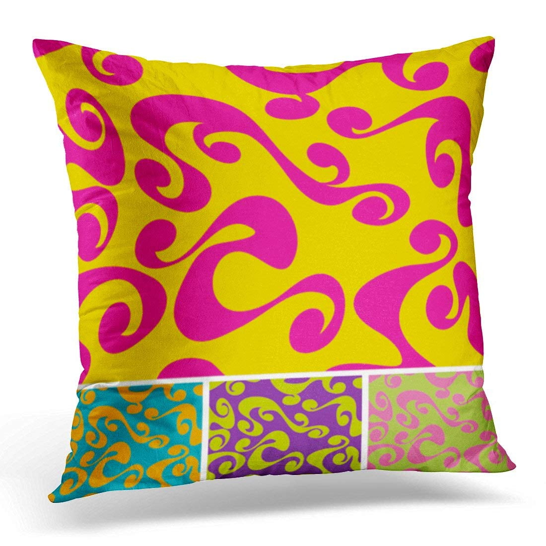 USART Colorful Fun Colourful 60S 70S Variations Pink Retro Pillows case ...