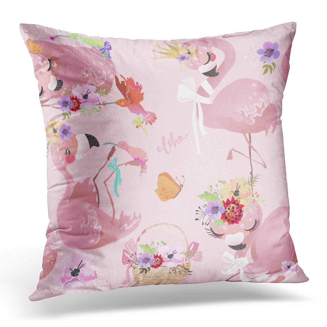 USART Flamingo Bird Pink Hummingbird Baby Princess Girl Crown Flowers ...