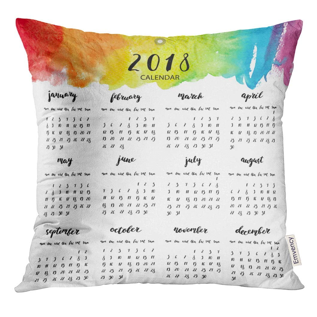USART Hand Written Ink Calendar for Year with Bright Watercolor Stain ...