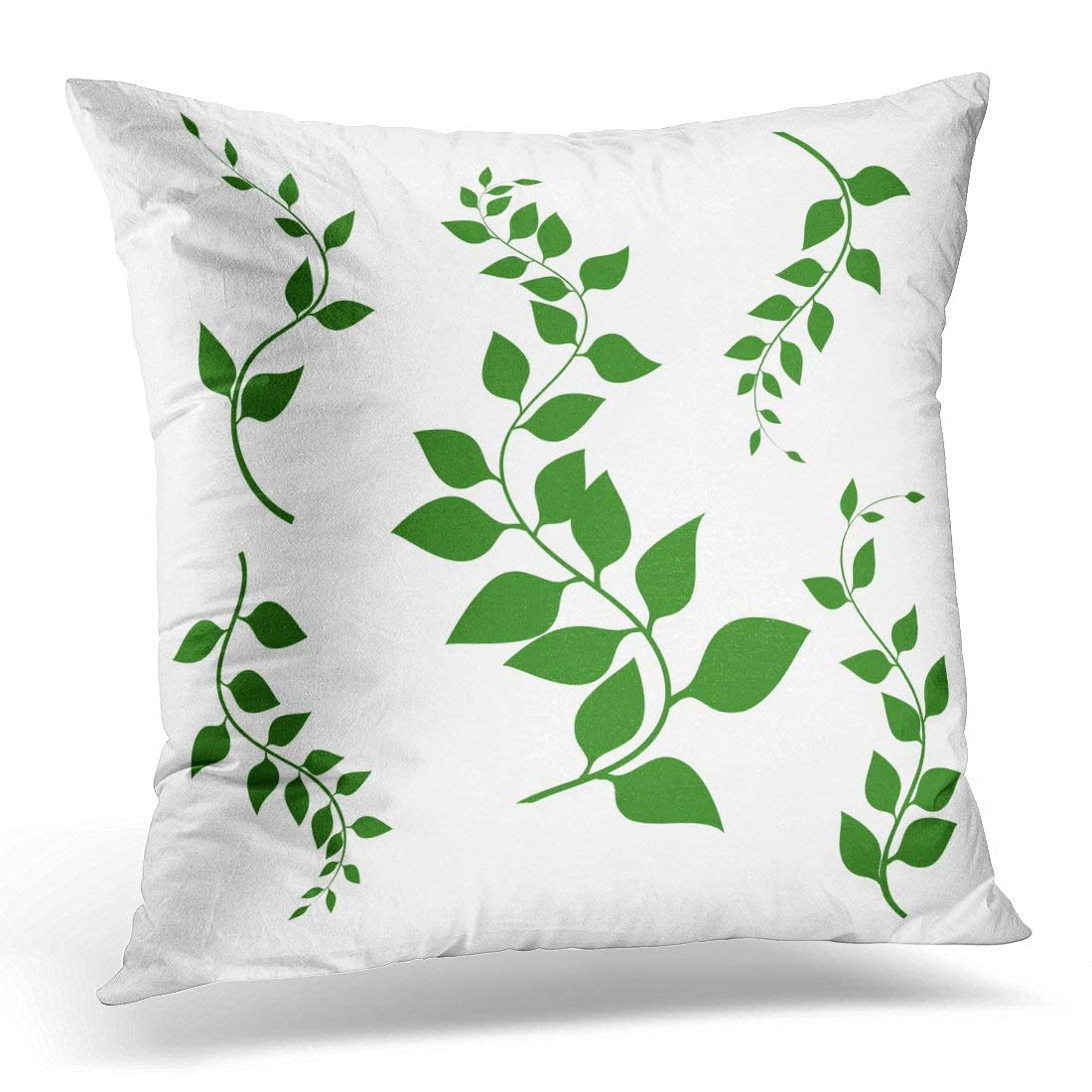USART Ivy Wavy Branches with Green Leaves White Lianas Branch Pillow ...