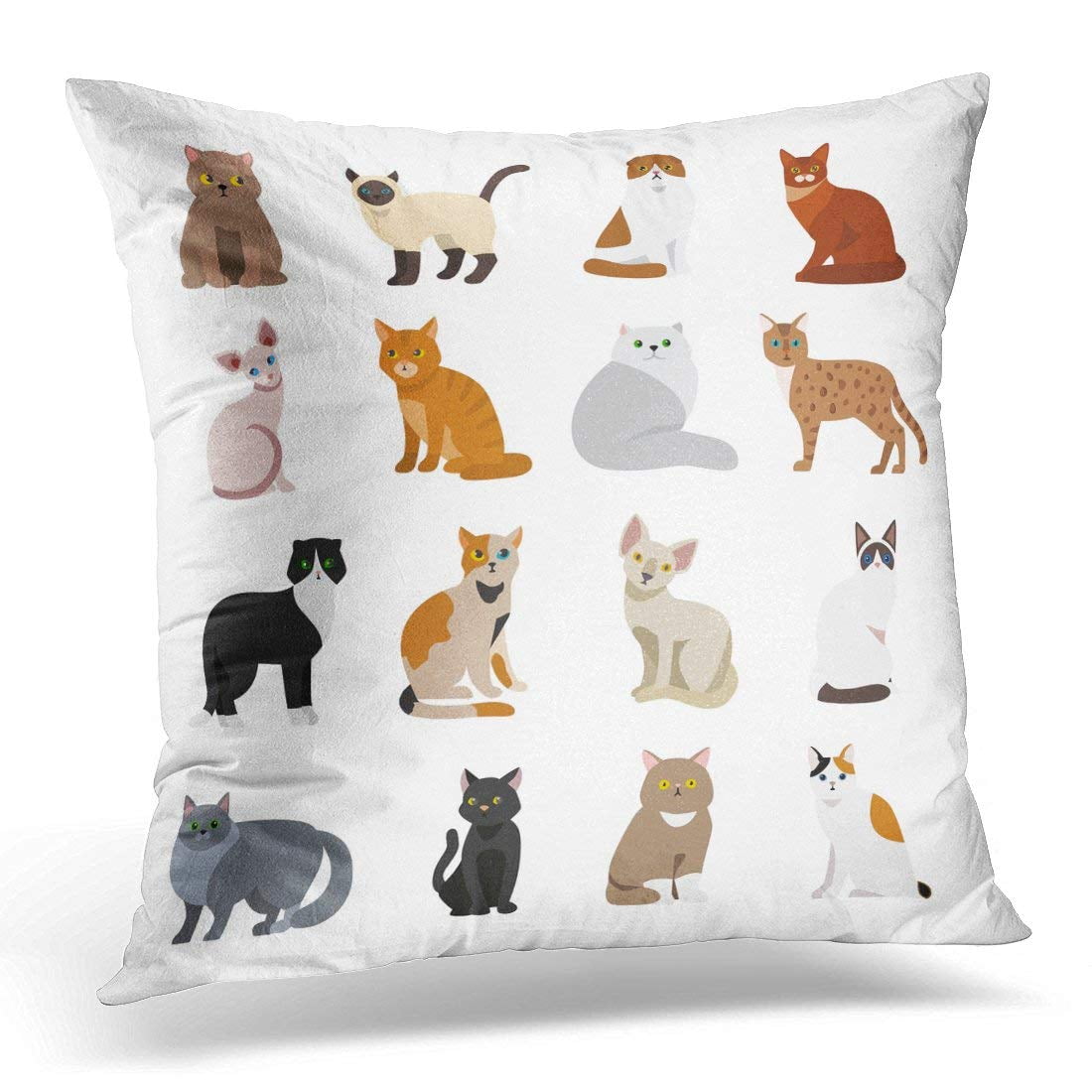USART Kitten Black Cartoon Cat Breeds Cute Pet Animal Flat Comic Pillow ...
