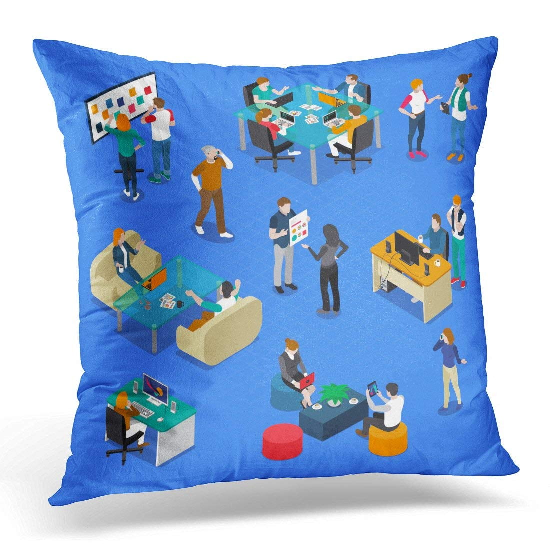 USART Office Coworking Isometric with People in Workplace During ...