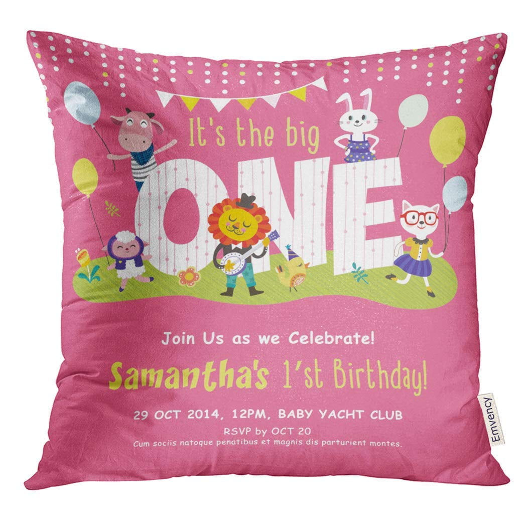USART Pink Baby 1St Birthday Party Happy Pillow Case 18x18 Inches ...