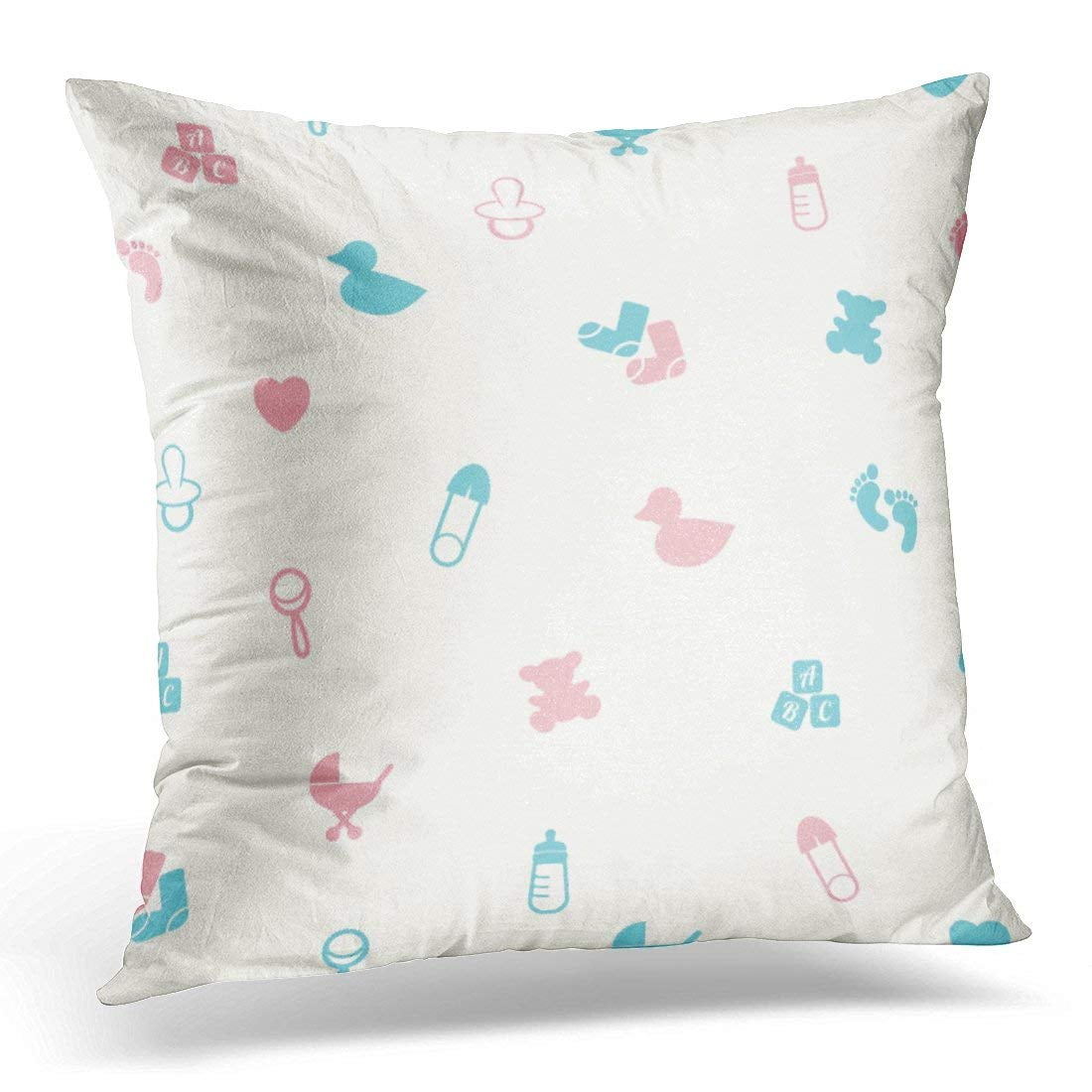 USART Pink Cute Baby Pattern Blue Diaper Pillows case 20x20 Inches Home ...