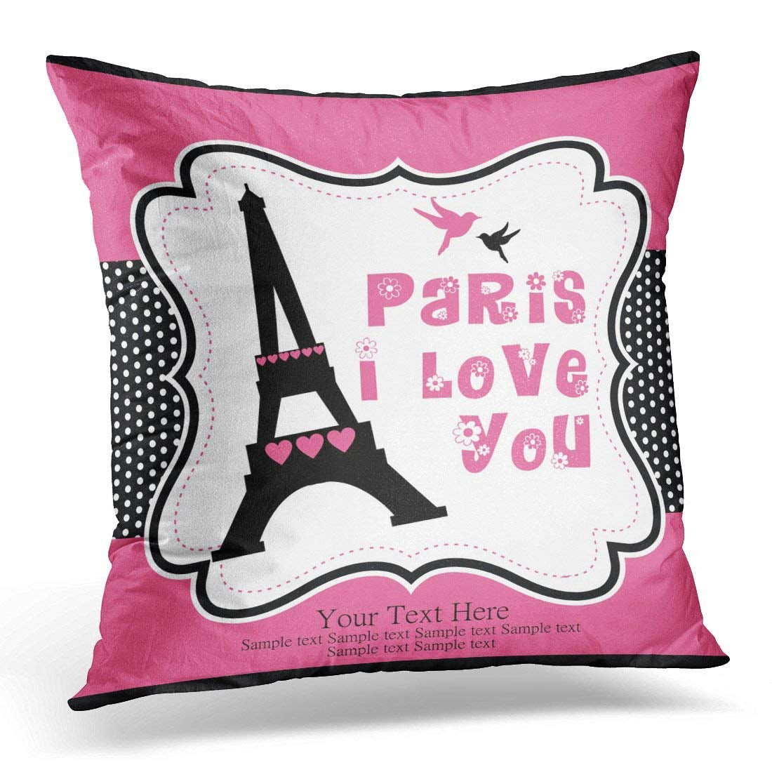 USART Pink Paris Vintage Black Party Throw Pillow Case Pillow Cover ...