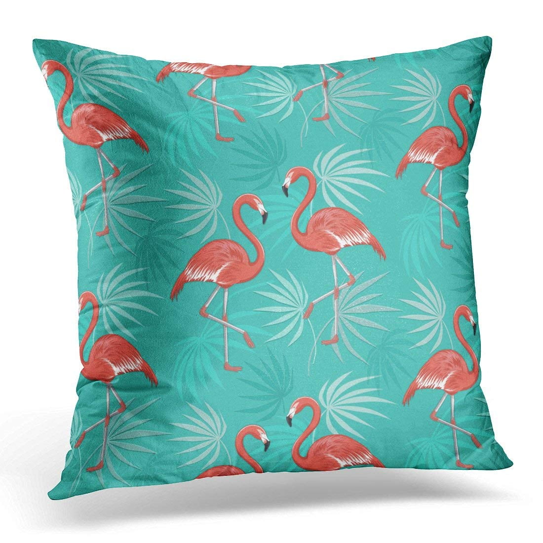 USART Pink Retro with Flamingo Birds and Leaves Jungle Pillow Case ...