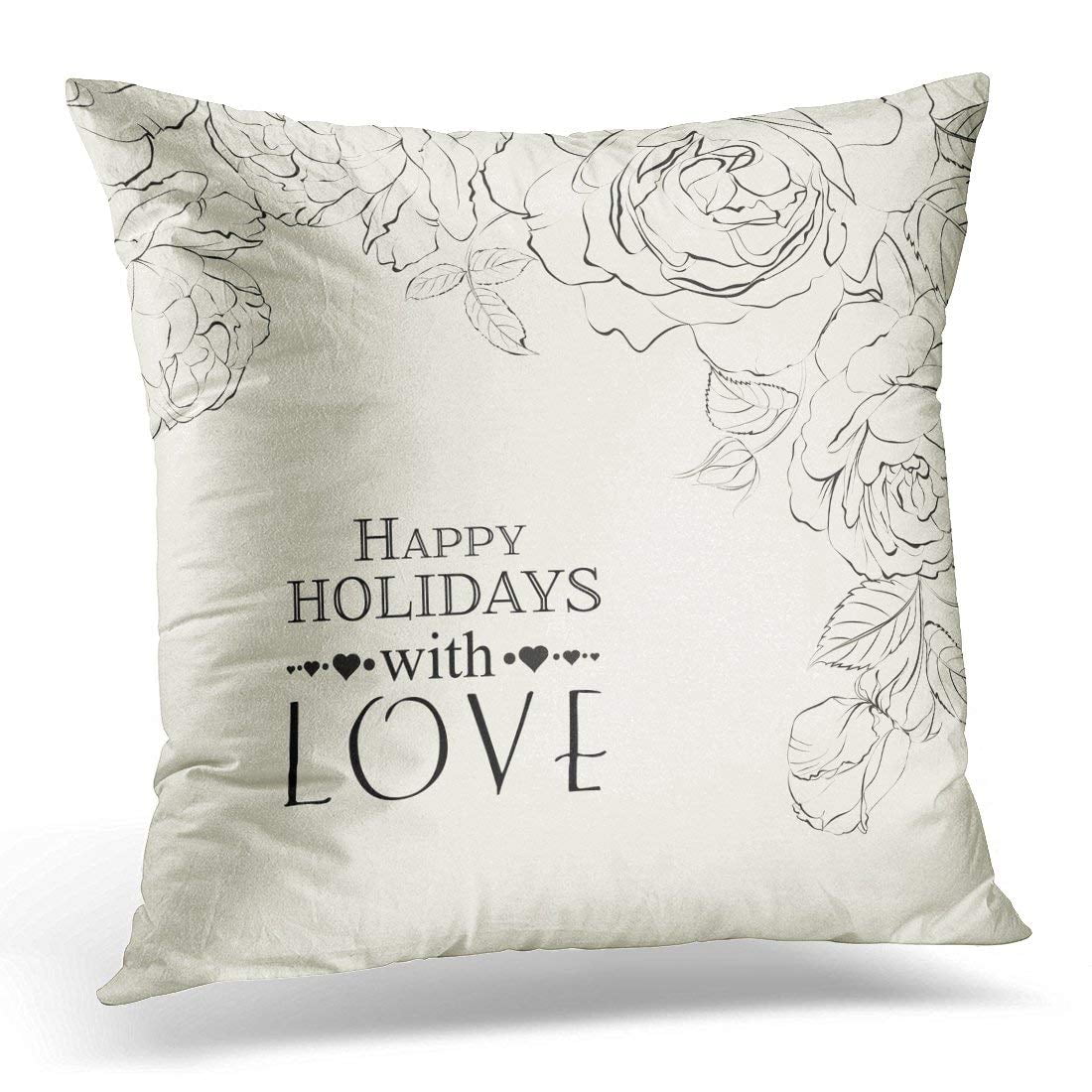 USART Pink Vintage Hand Drawn Roses White Border Pillow Case Pillow ...