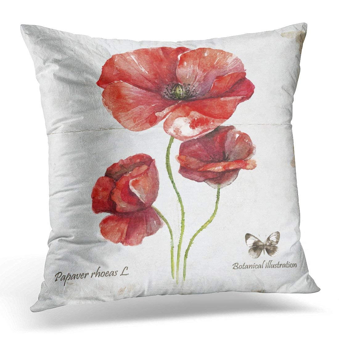 USART Red Flower with Watercolor Poppies on Old in Vintage Style ...