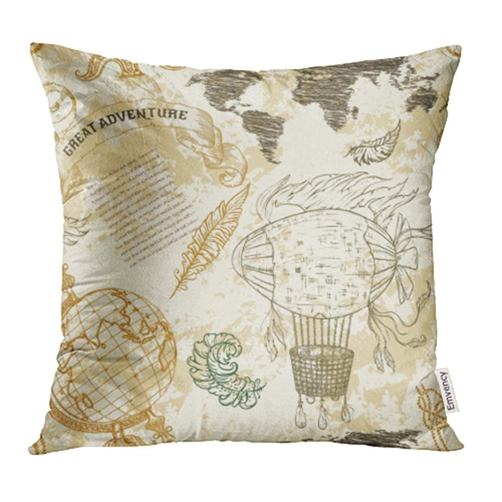 USART Vintage Globe Abstract World Map Airship Rope Knots Ribbon Retro ...