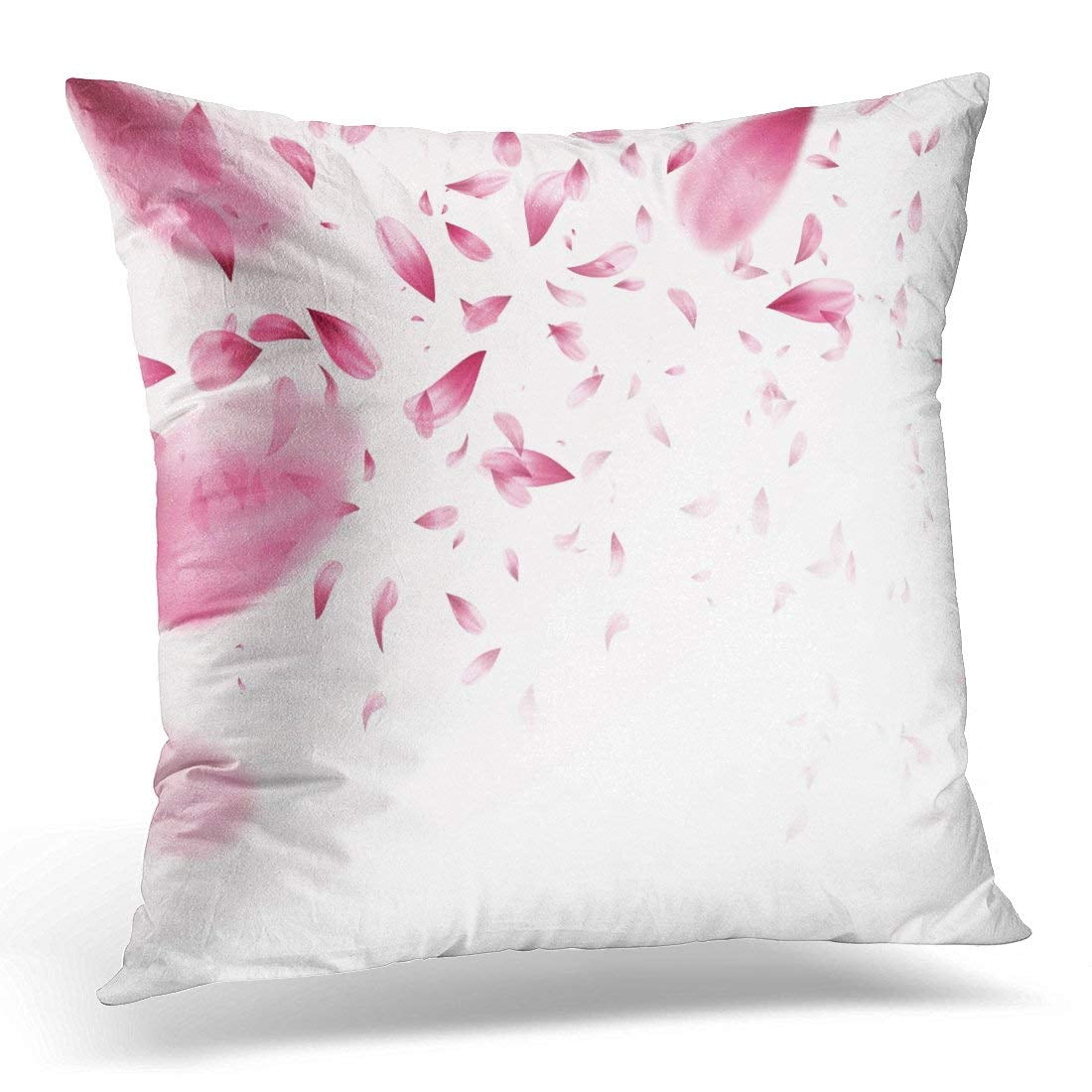 USART White Abstract Pink Sakura Falling Petals Beauty Pillow Case ...