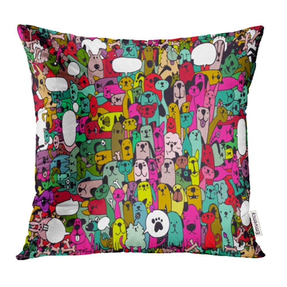 USART White Crowd Animals Cats and Dogs Pattern Doodles Pets Cute and ...