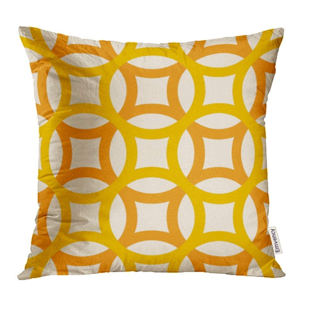 USART White Retro Big Circles Crossed Yellow Orange Abstract Beautiful ...