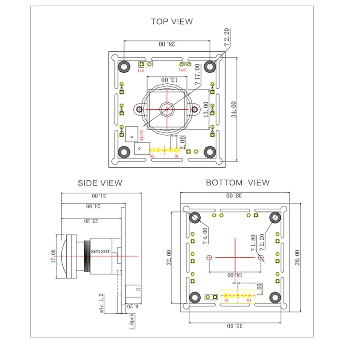 USB 1080P OV2710 Video Camera Module 2MP 130 Degree Wide-Angle Lens ...