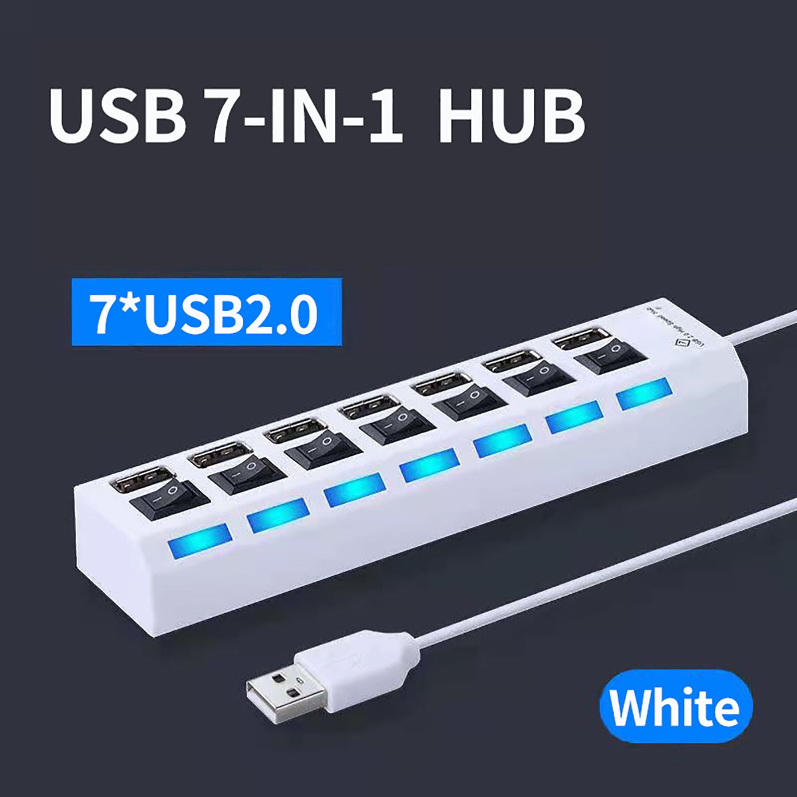 USB 2.0 4 Port Hub, Multi Device Switch, Independent Ports + LED ...