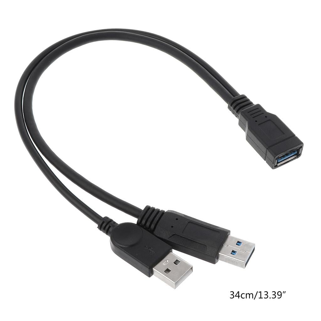 USB 2.0 A Male to USB Female 2 Double Dual Power Supply USB Female ...