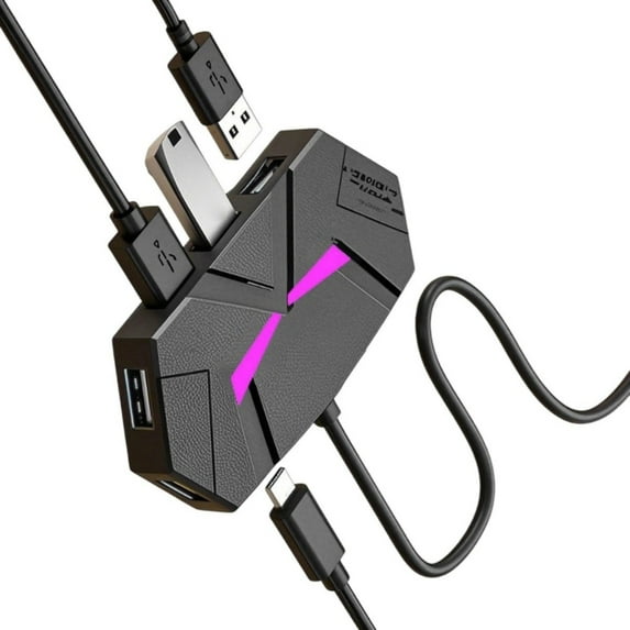 USB 2.0 Adapter 7 Port Multiple Function Hub Featuring Reinforced Cable with LED - Walmart.com