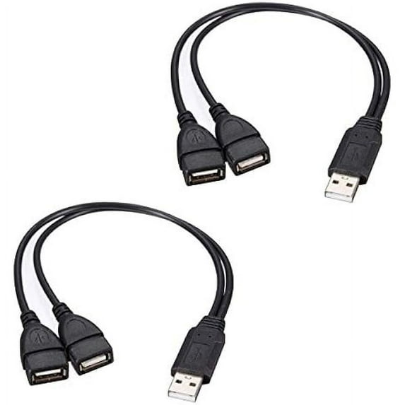 USB 2.0 Adapter, Dual USB Female Jack Y Splitter Charger Cable (2 Pack ...