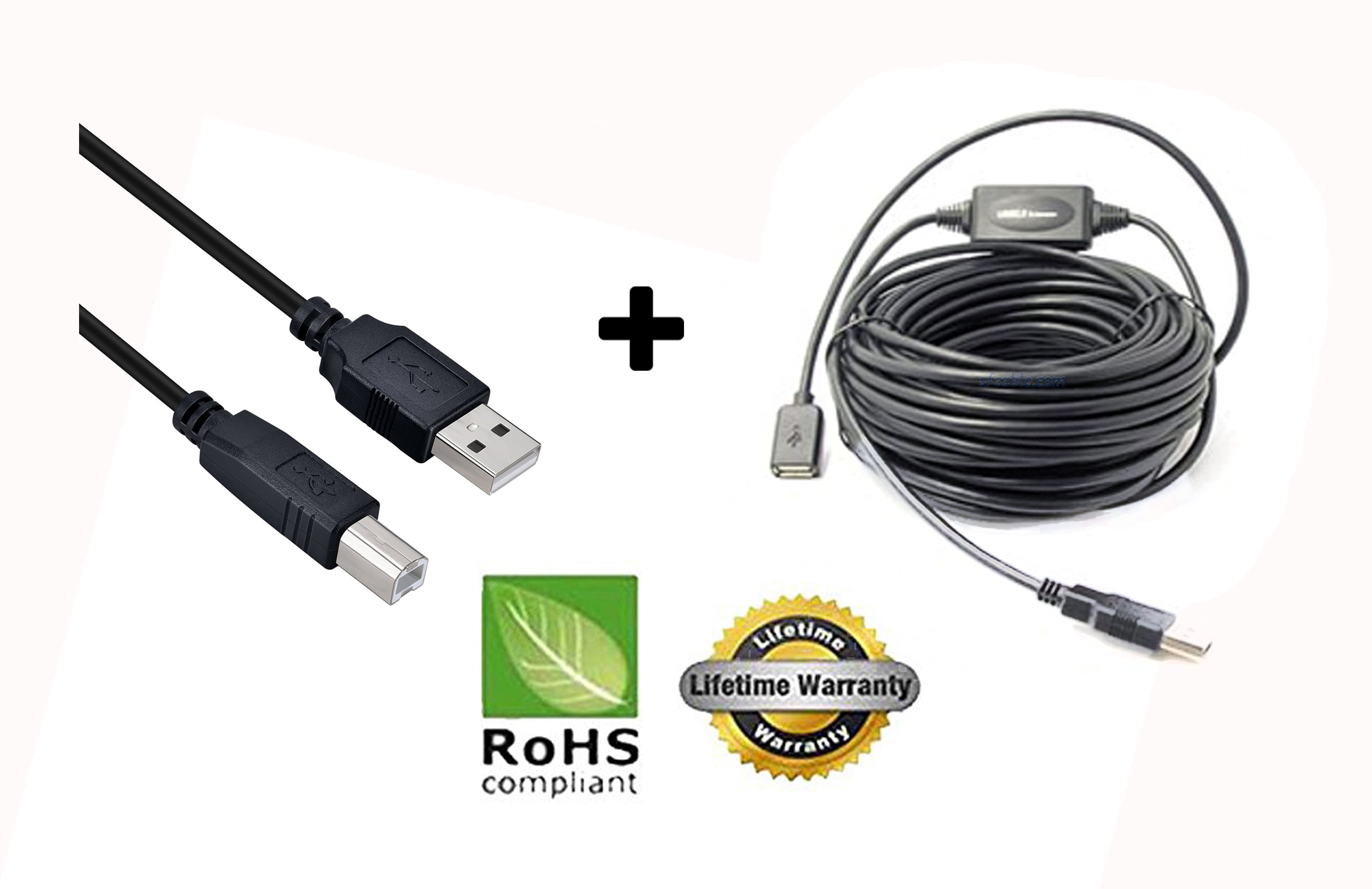 USB 2.0 Cable - A-Male to B-Male for Brother PC Connectable Labeling ...