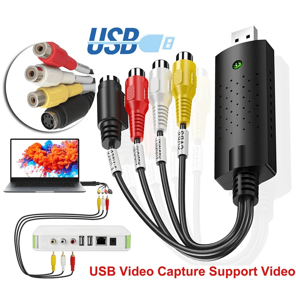USB 2.0 Capture Card Video TV DVD VHS Audio Capture Card 3 in 1 Adapter ...
