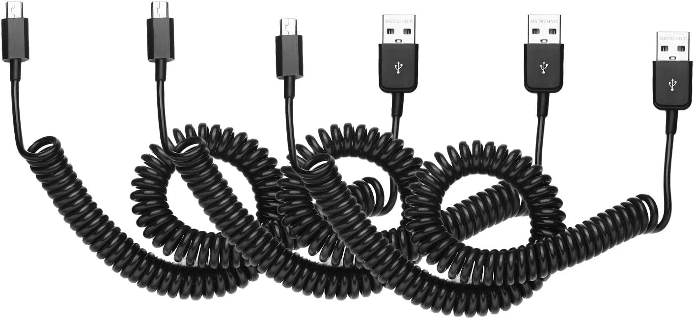 USB 2.0 Expansion Spring Coiled Cable 4inch Standard Spiral Flexible ...