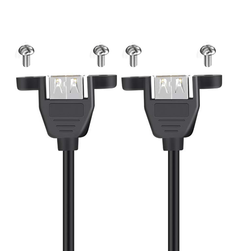 USB 2.0 Female to Female Extension Cable with Screw Panel Mount Ears ...