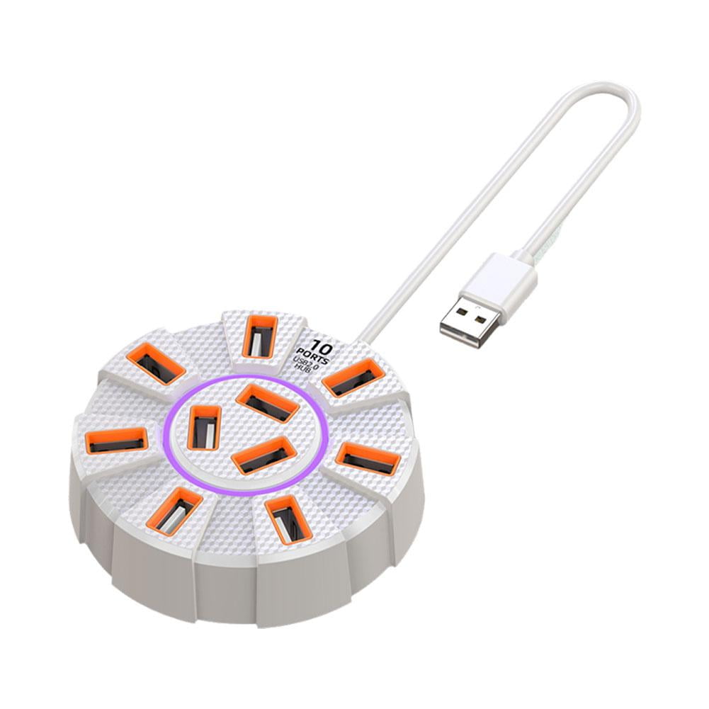 USB 2.0 Hub 10 Ports Multi Splitter Adapter HighSpeed USBSplitter Power ...