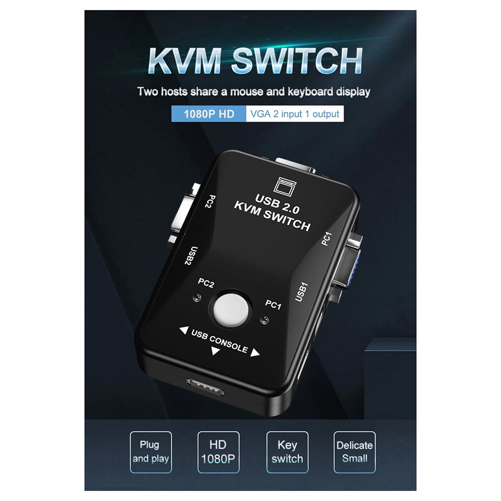 USB 2.0 KVM Mouse Switcher Keyboard VGA Splitter Box Sharing Switch USB ...