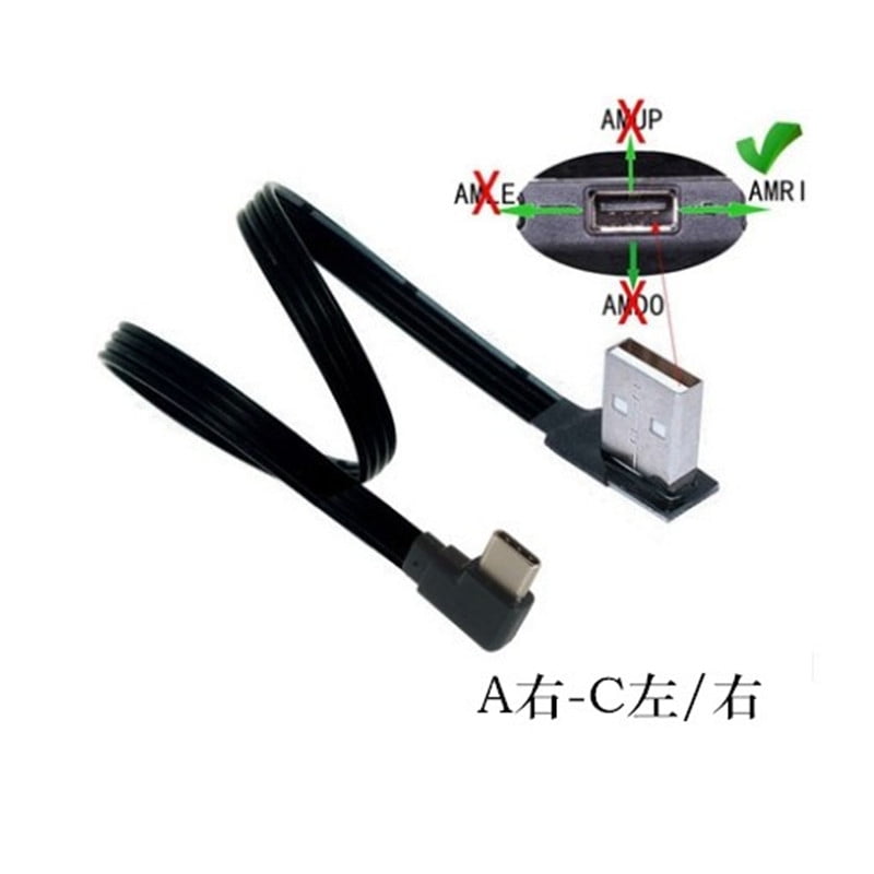 USB 2.0 Male Up & Down Left & Right Angled 90 degree to Type-c male ...