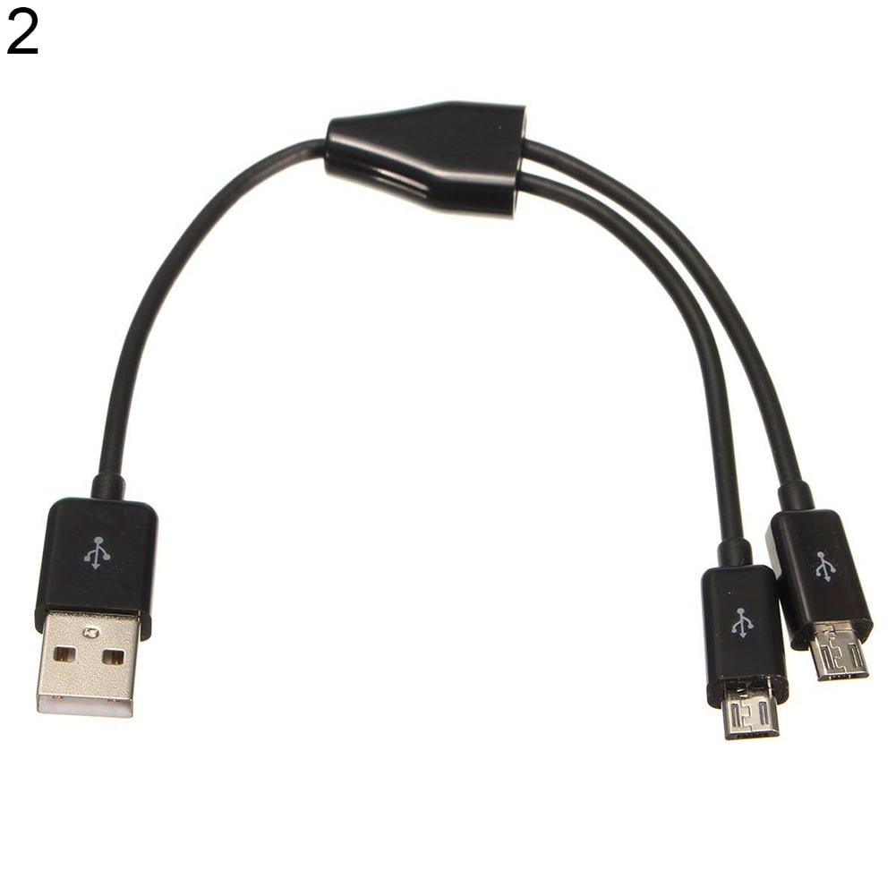 USB 2.0 Male to Micro USB 2.0 Male 1 to 2 Y Splitter Charger Data Cable ...