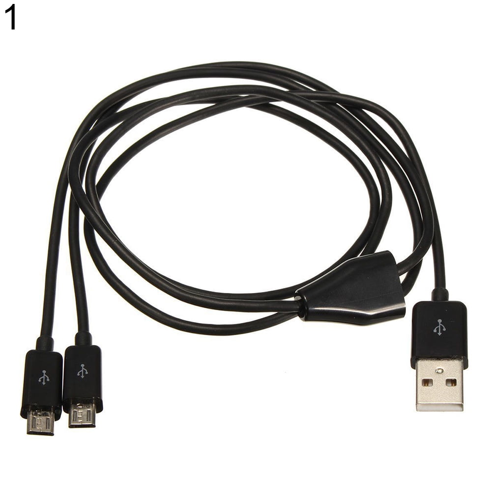 USB 2.0 Male to Micro USB 2.0 Male 1 to 2 Y Splitter Charger Data Cable ...