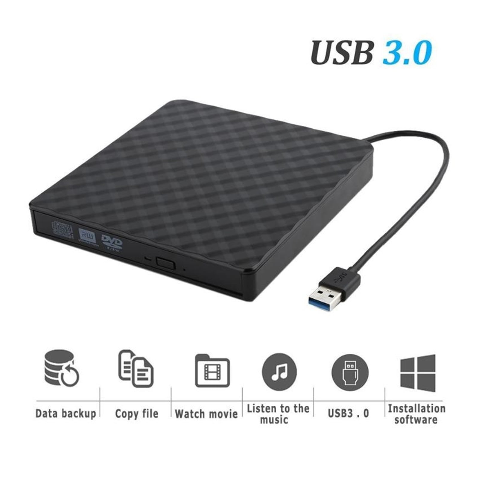 USB 2.0 Optical Drive CD RW CD-RW Player Portable External DVD Drive ...