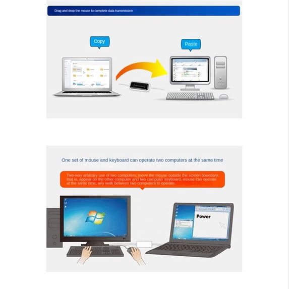 USB 2.0 Smart KM Link PC to PC Keyboard Mouse Share Sync Data Link USB ...
