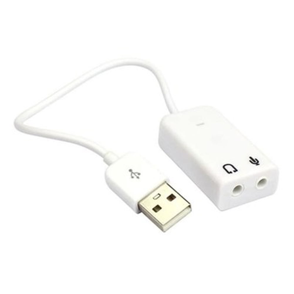 USB 2.0 Sound Virtual 7.1 Channel Adapter With Cable Line for Notebook Laptop Speaker Box (White ...