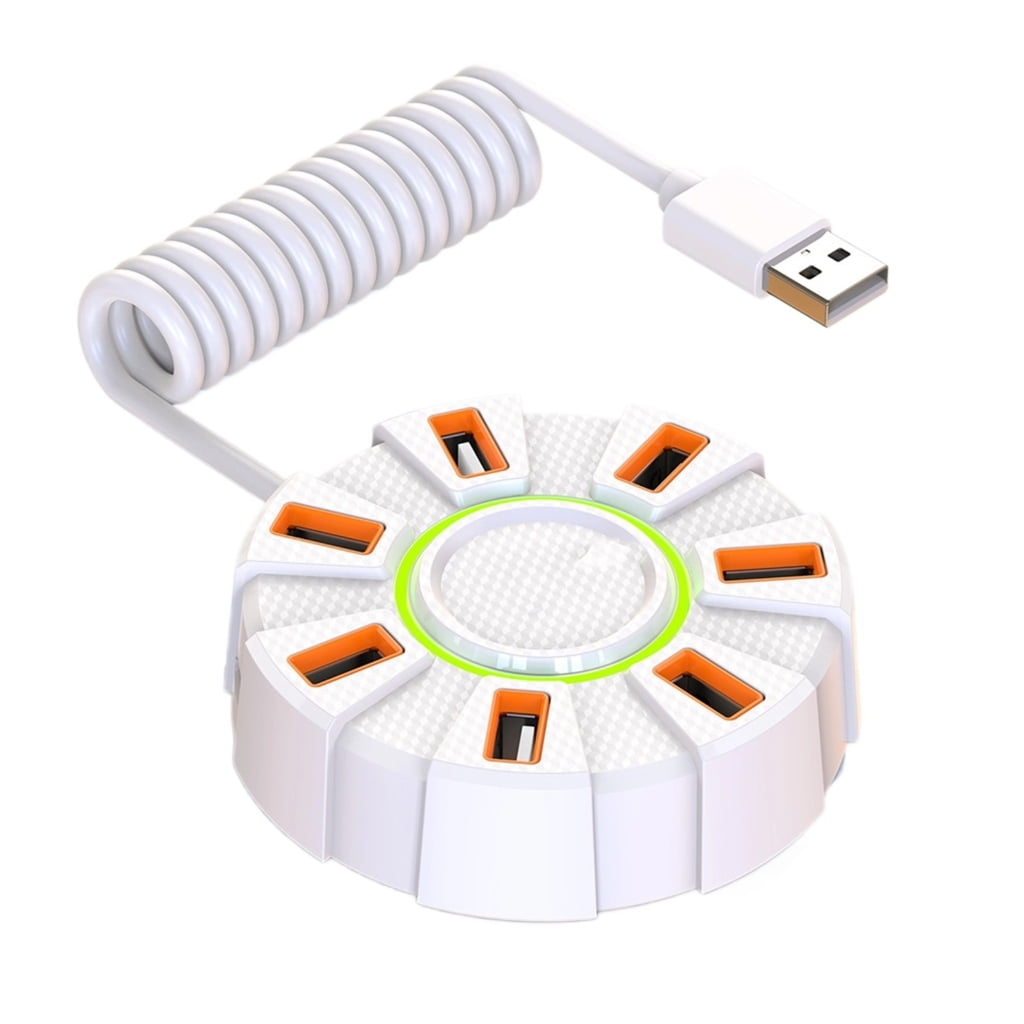 USB 2.0 Splitter 7 Port Plugs Play Hubs With Ambients Lighting External ...