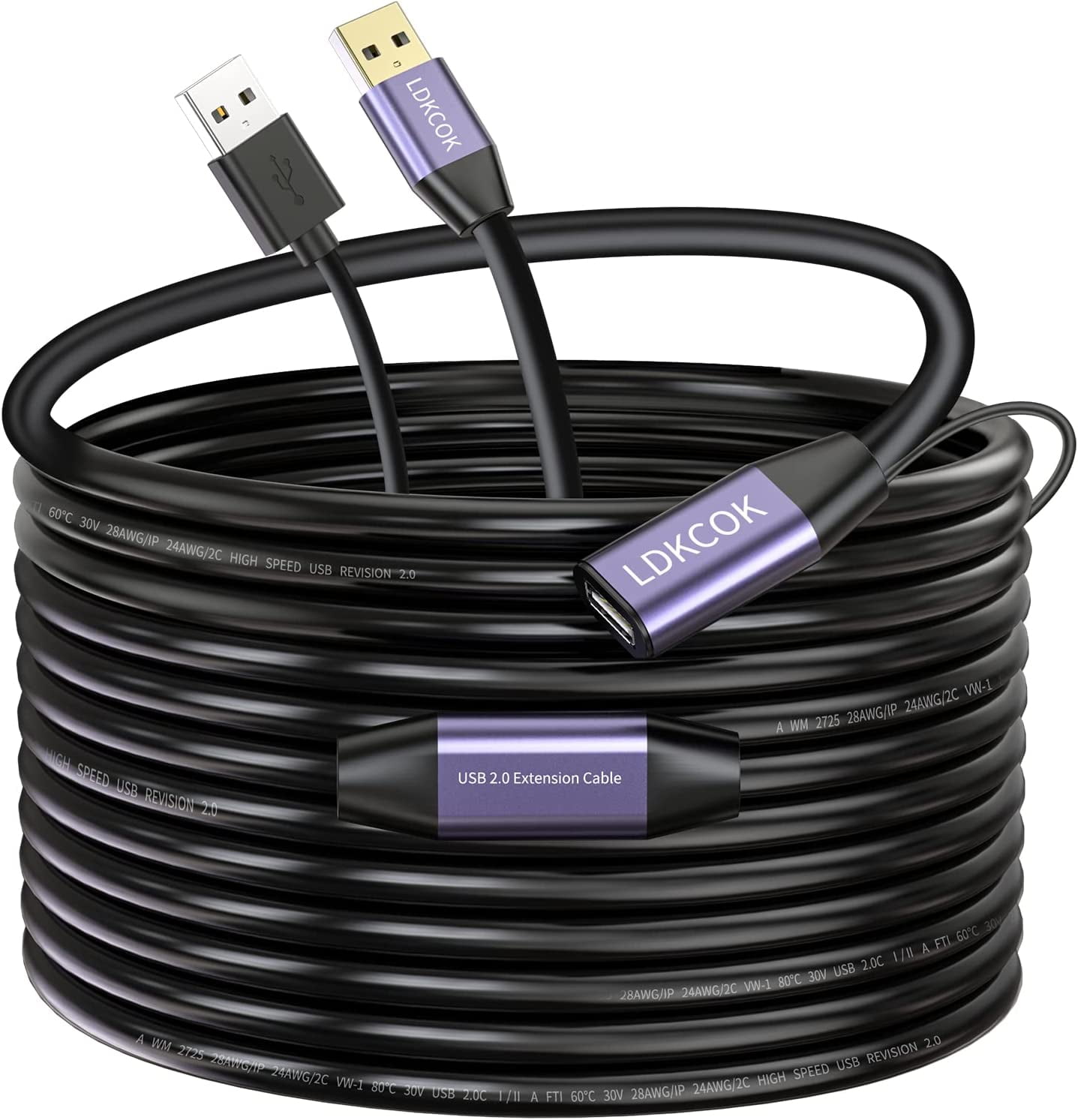 USB 2.0 Type A Male to A Female Active Repeater Extension Cable 60ft ...