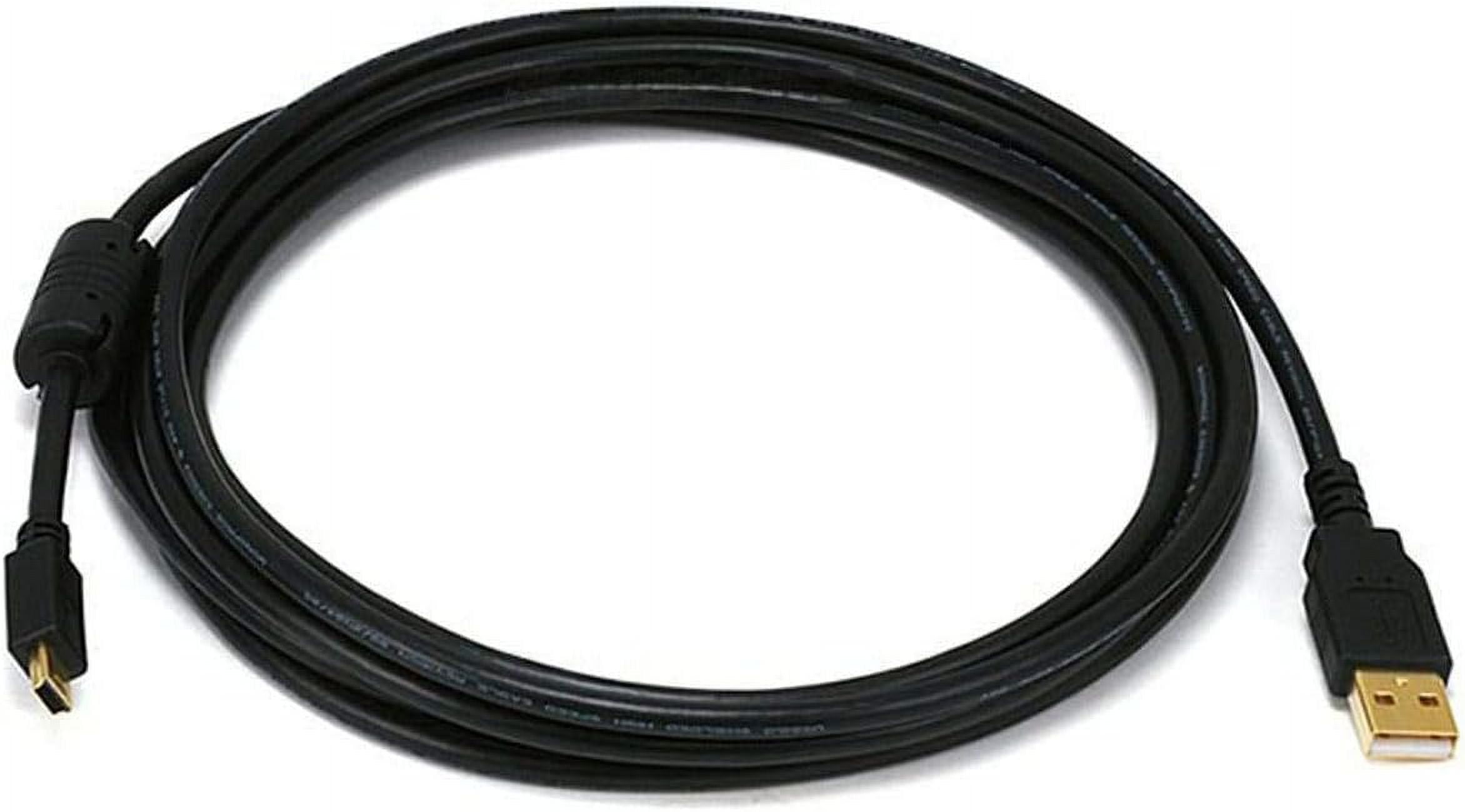 USB 2.0 Type-A to Mini-B 5-Pin Cable, with Ferrite Core, Gold-Plated ...