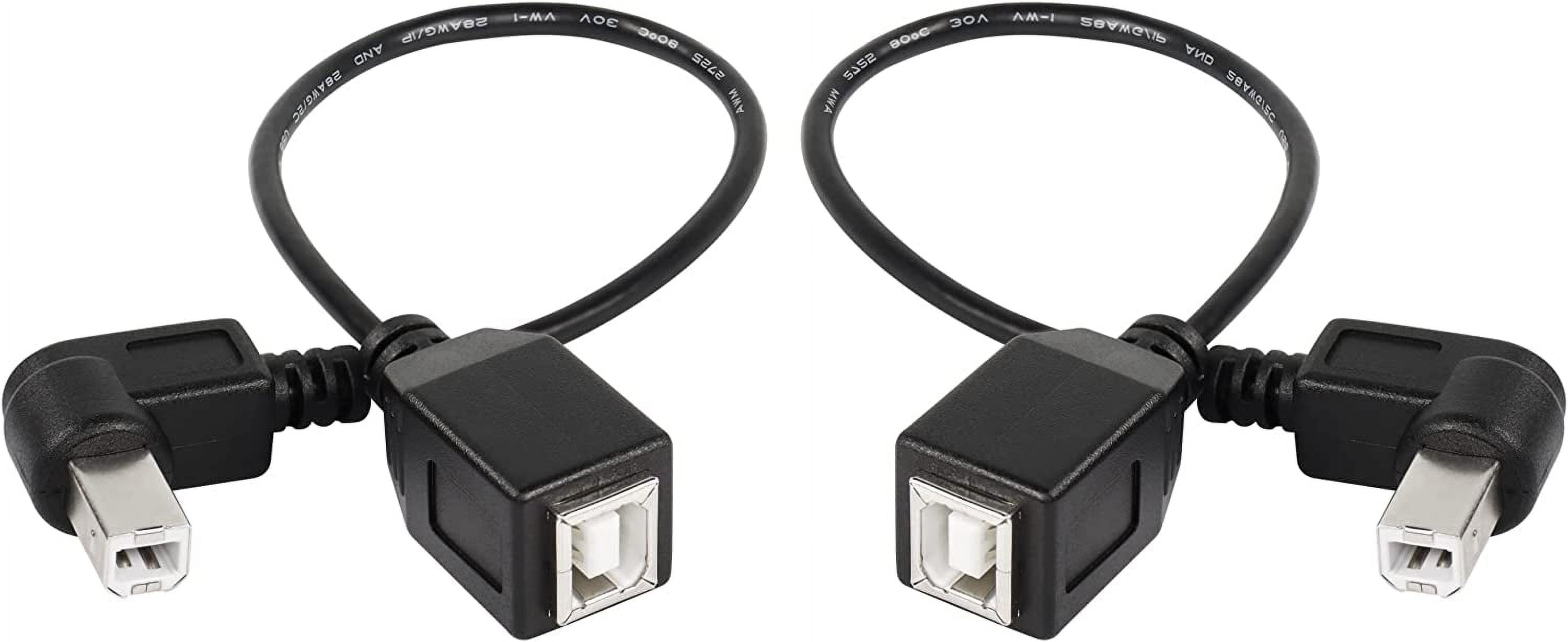 USB 2.0 Type-B Printer Cable, (2-Pack) USB 2.0 B Female to Left Angle ...