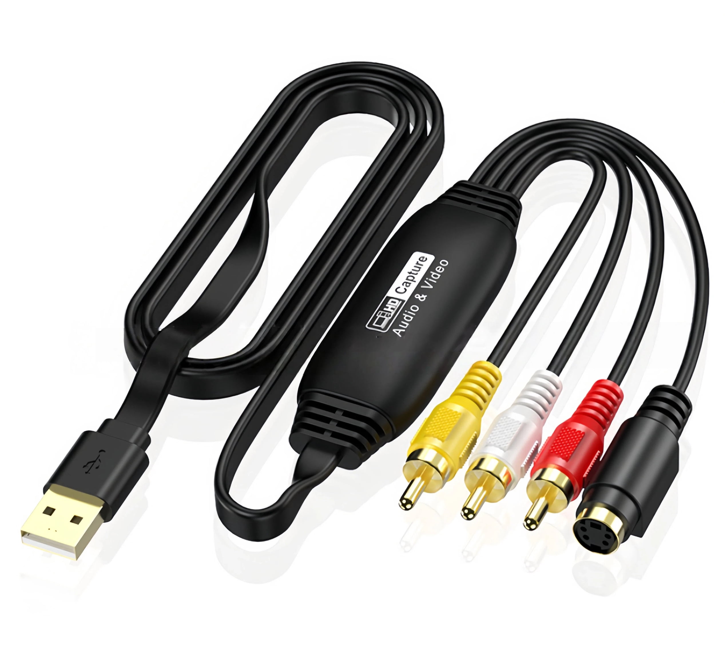 USB 2.0 VHS to Digital Adapter, 1080P RCA AV Video Capture Card for VHS ...