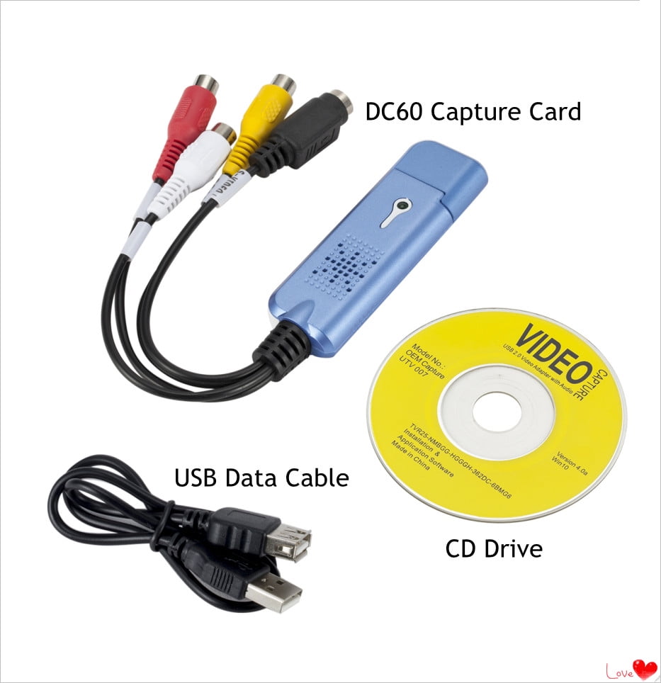 USB 2.0 Video Audio Capture Card Adapter Portable VHS DC60 DVD Video ...